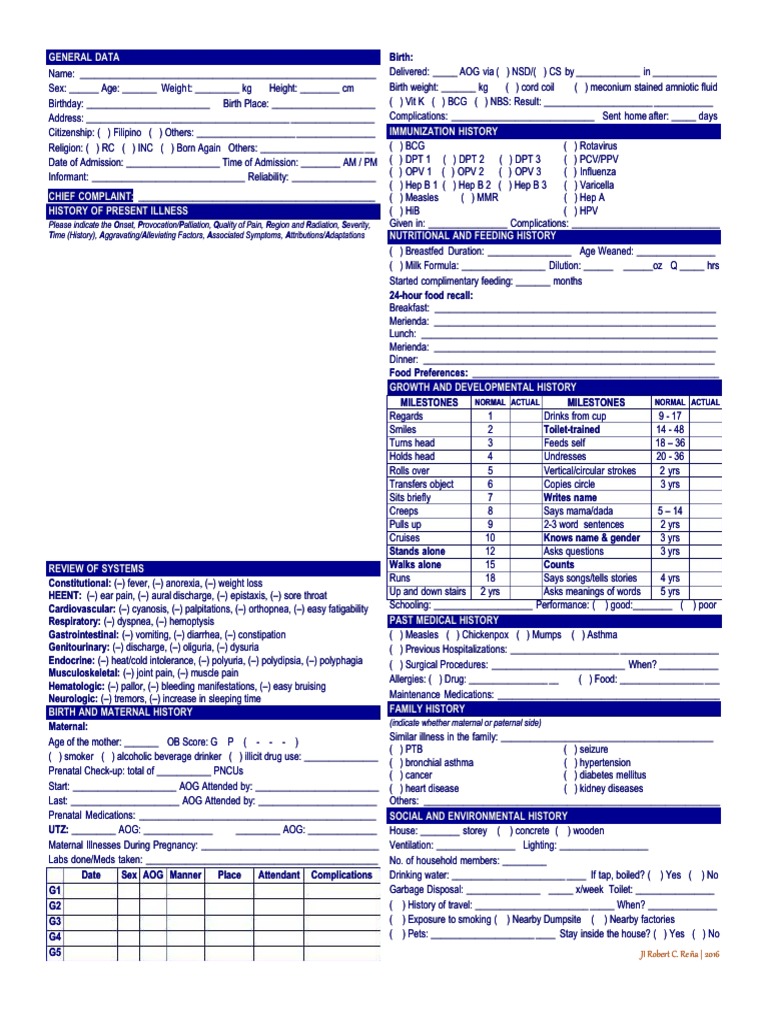 Pediatric History Taking Chart PDF | PDF | Family | Adolescence