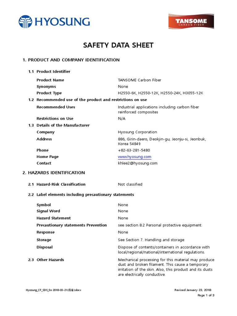 Safety Data Sheet | Download Free PDF | Dangerous Goods | Safety