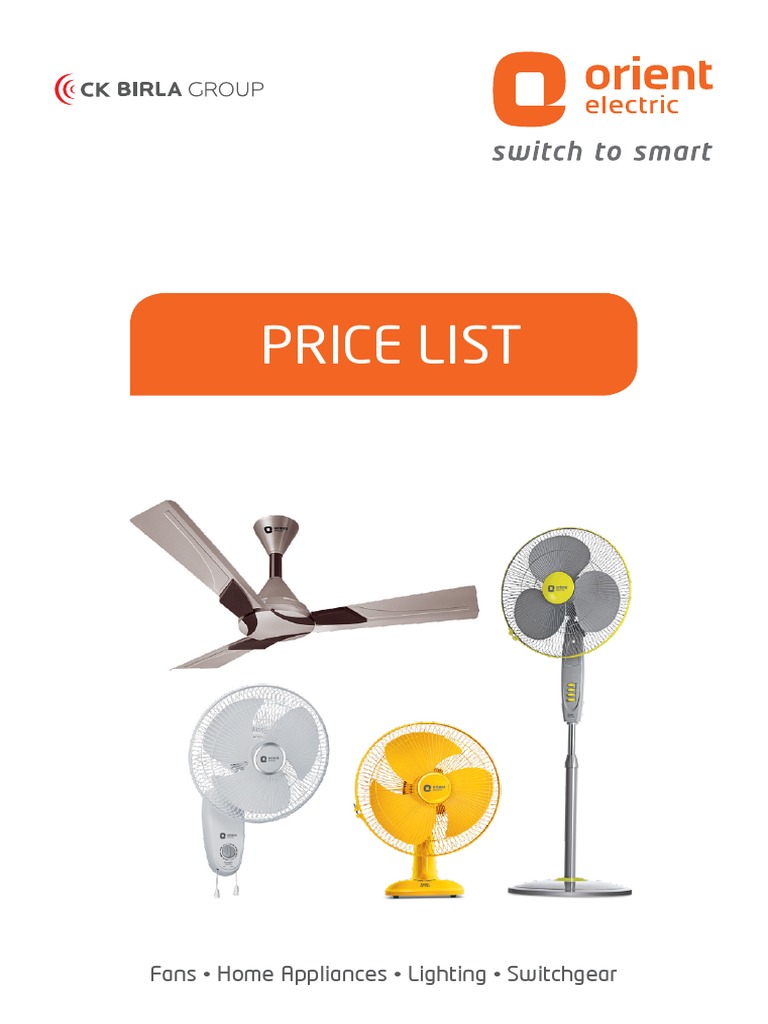 Orient Fans-Price-List-2019 PDF | PDF | Blue | Green