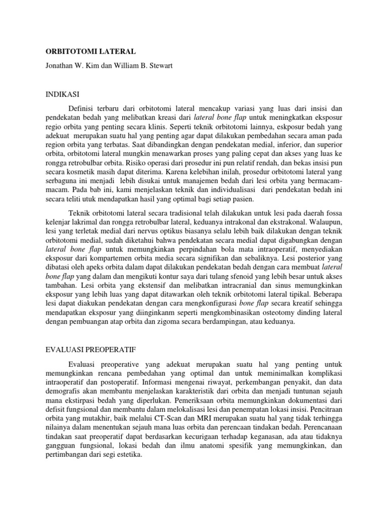 Orbitotomi Lateral: Teknik dan Evaluasi | PDF