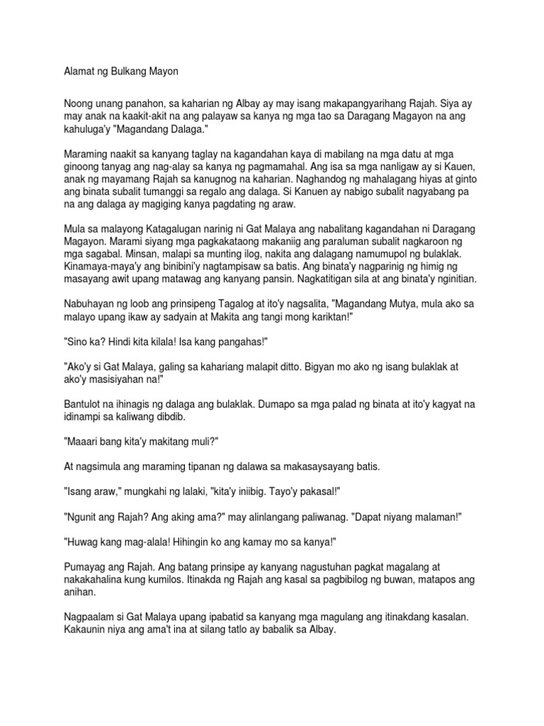 Alamat NG Bulkang Mayon | PDF