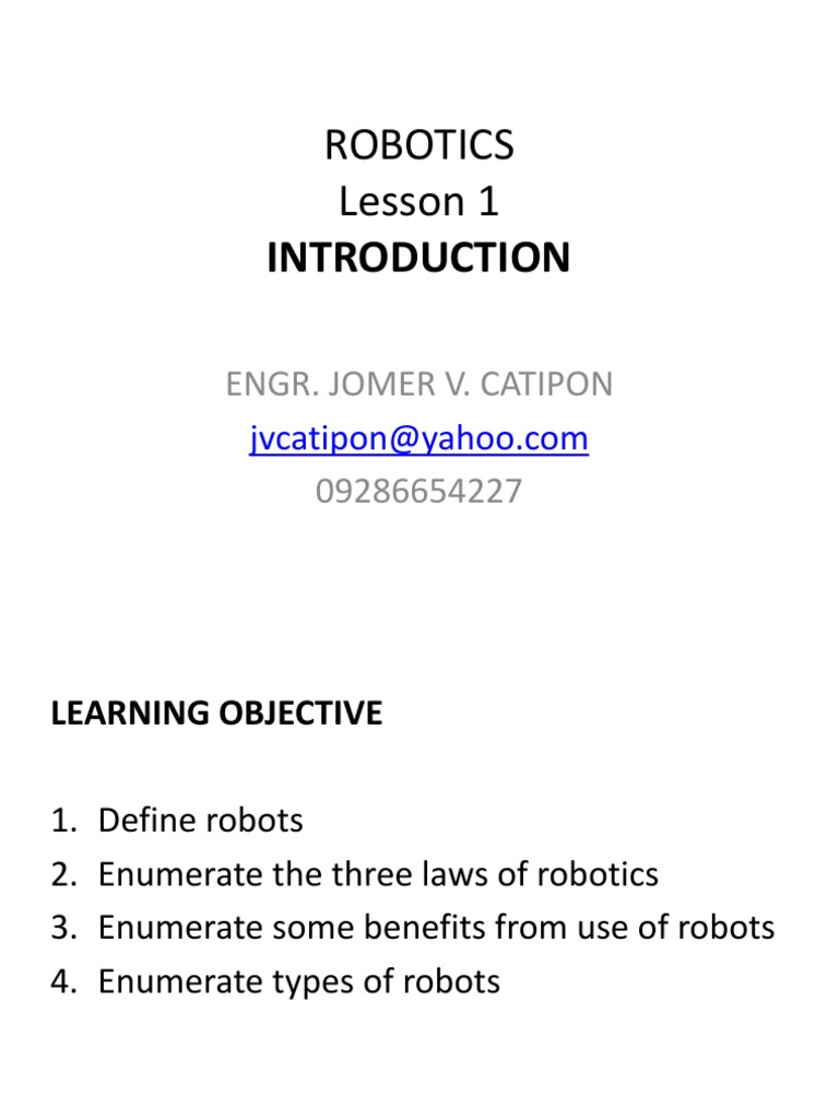 ROBOTICS Lesson 1 Introduction | PDF | Robot | Robotics