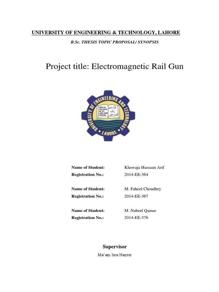 Final Synopsis On Electromagnetic Rail Gun | PDF | Force | Physics