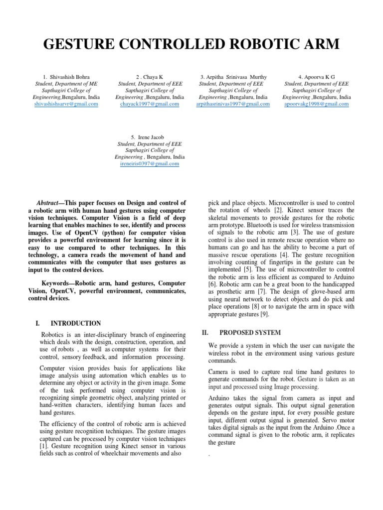 Robotic Arm Using Raspberry Pi 3 | PDF | Computer Vision | Graphical ...