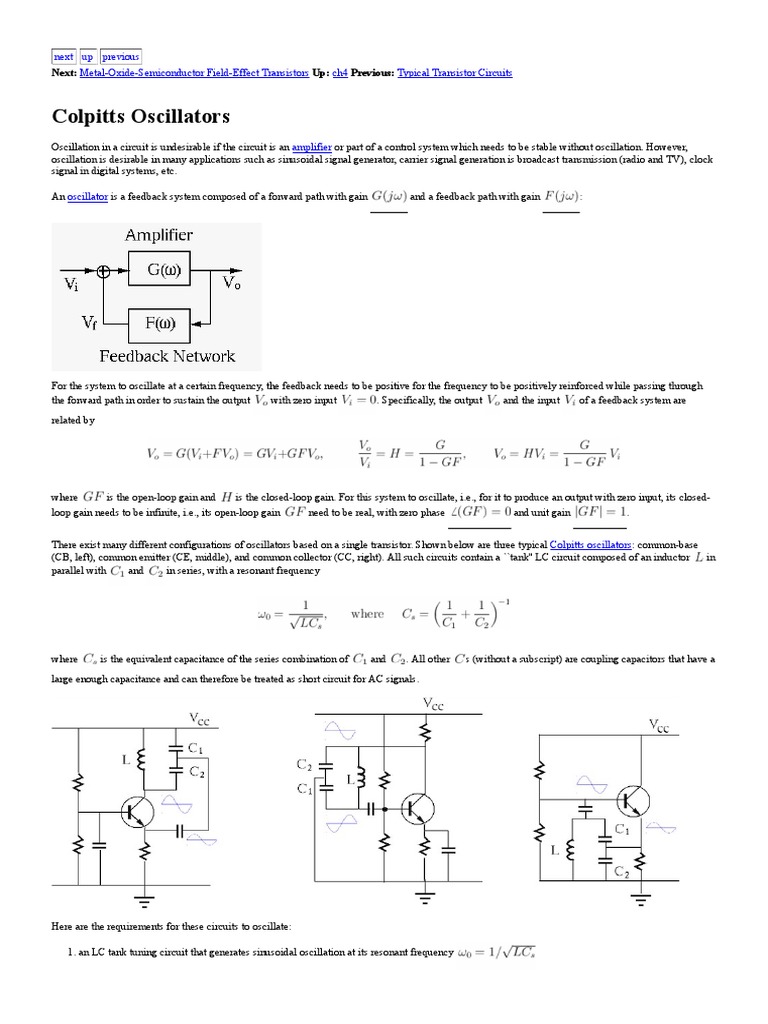 Colpitts Oscillator Calculation PDF | PDF | Electronic Oscillator ...