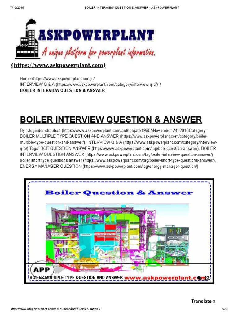 Boiler Interview Question & Answer - Askpowerplant PDF | PDF | Boiler ...