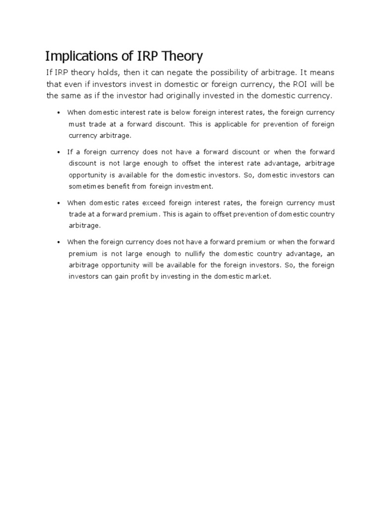 Implications of IRP Theory | PDF