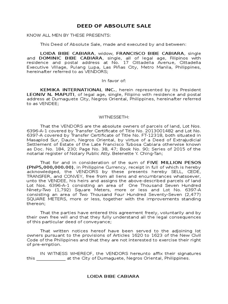Sale - Cabiara | PDF | Philippines | Government Information