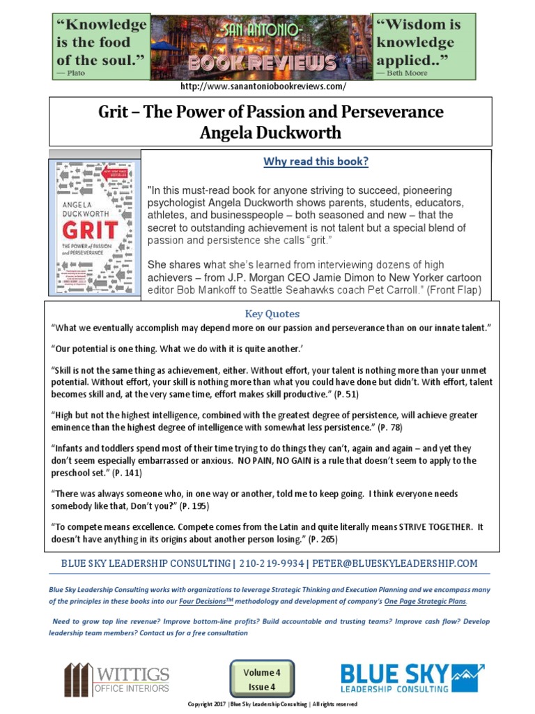Grit - The Power of Passion and Perseverance Angela Duckworth | PDF ...