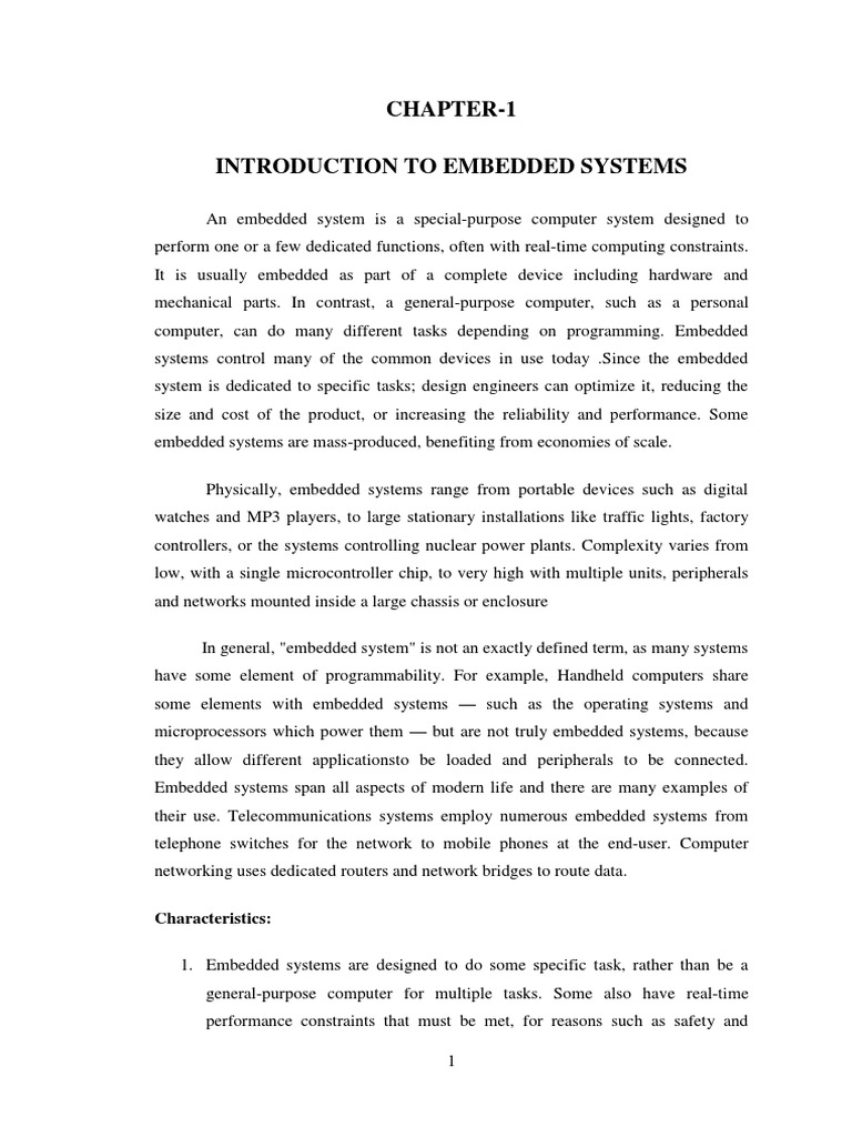 Chapter-1 Introduction To Embedded Systems: Characteristics | PDF ...
