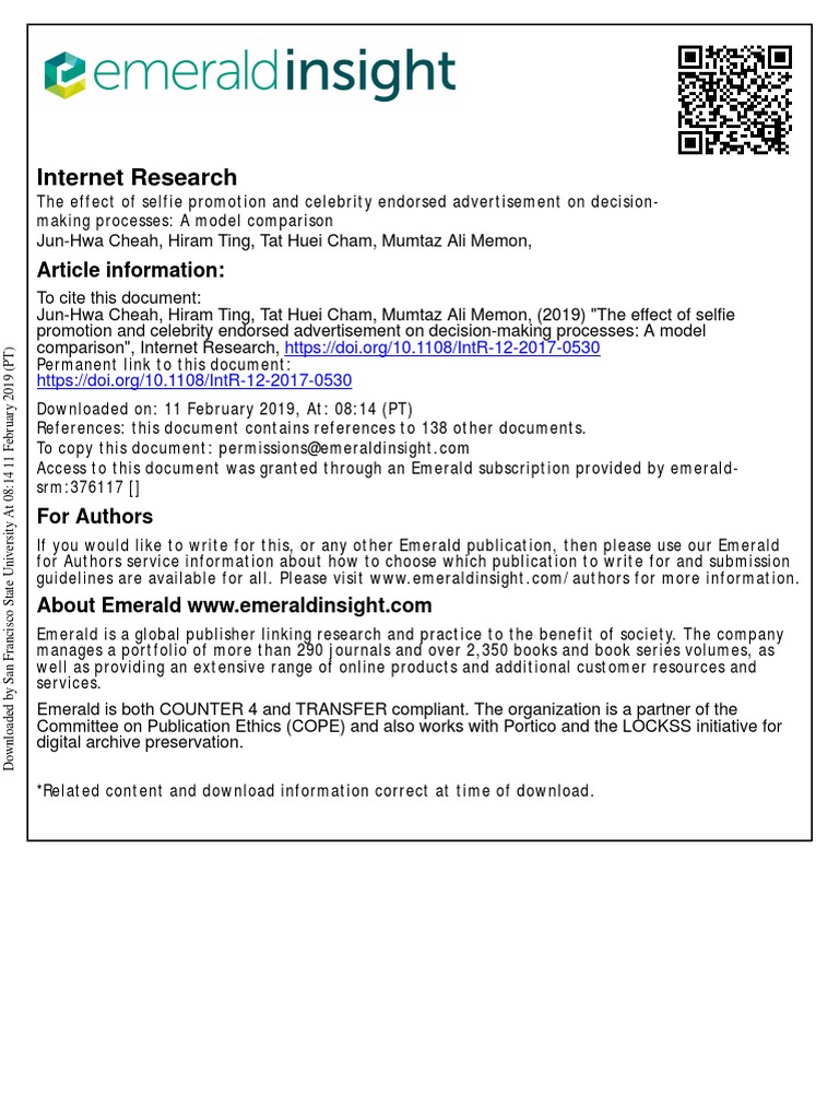 Internet Research: Article Information | PDF | Consumer Behaviour ...