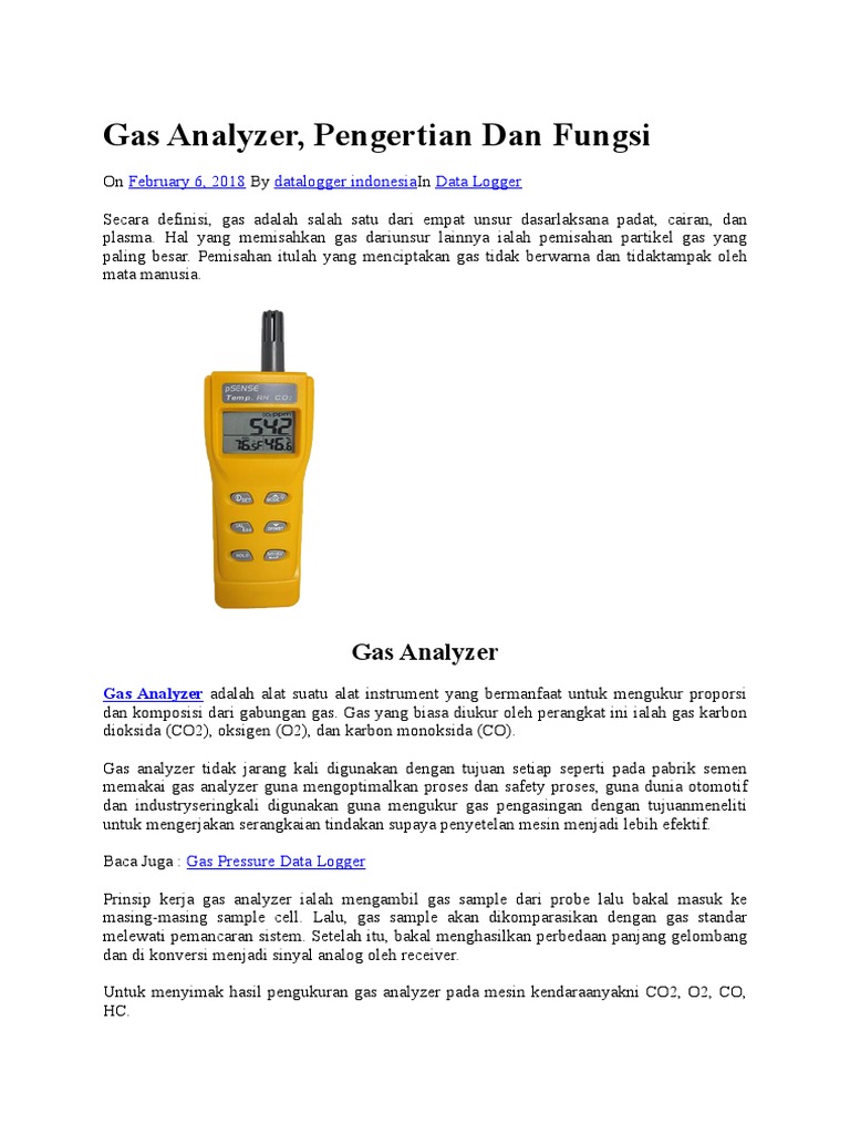 Fungsi dan Prinsip Kerja Gas Analyzer | PDF | Teknologi & Rekayasa