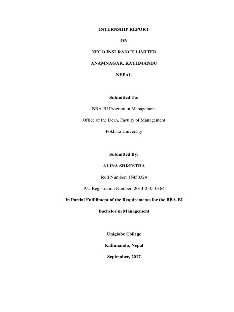 Intern Report Uniglobe | PDF | Stocks | Insurance