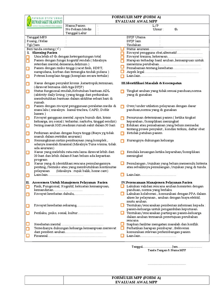 Format Evaluasi Awal Dan Catatan Implementasi MPP 2019 | PDF