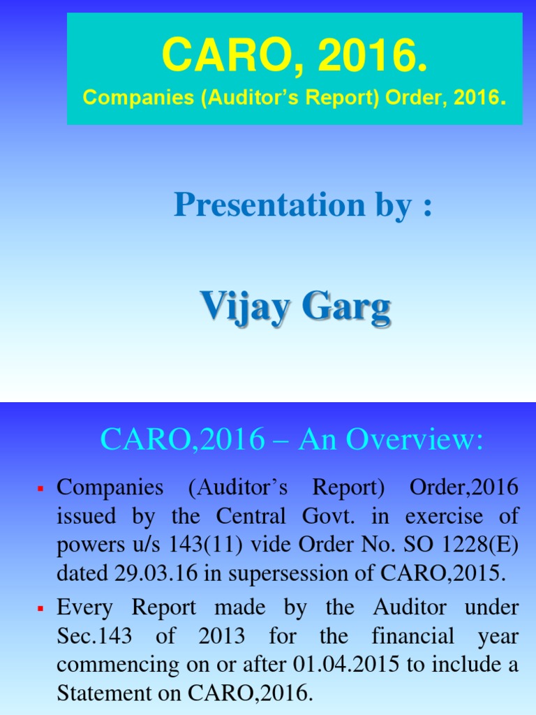 Caro Presentation | PDF | Auditor's Report | Loans