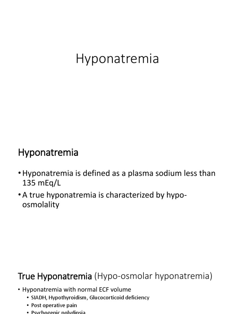 Hyponatremia | PDF | Saline (Medicine) | Clinical Medicine