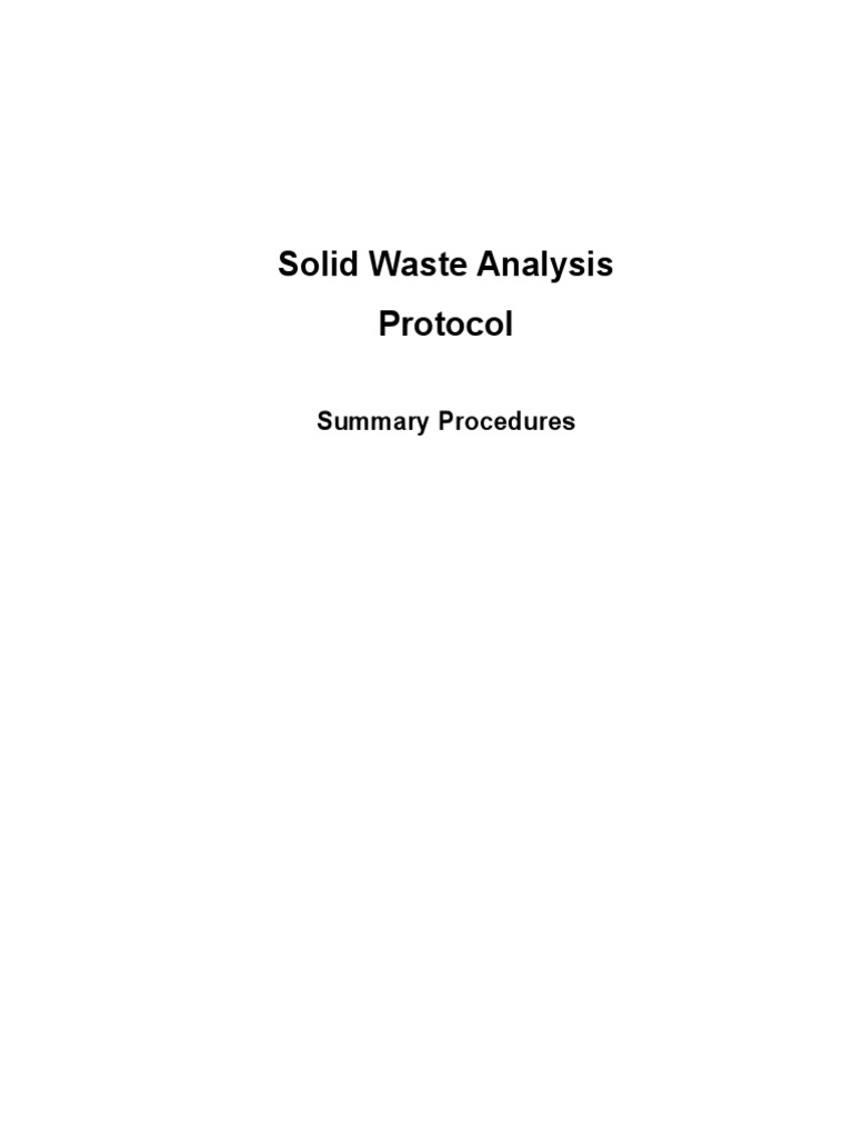 Solid Waste Analysis Protocol | PDF | Sampling (Statistics) | Data Analysis