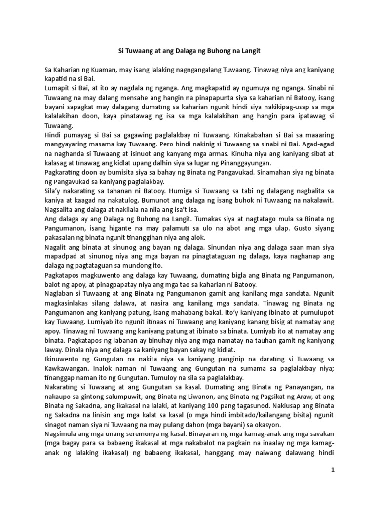 Si Tuwaang Rihawani Ibalon | PDF