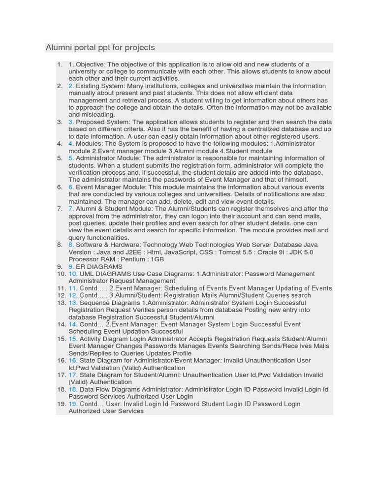 Alumni Portal PPT For Projects | PDF | Databases | Password