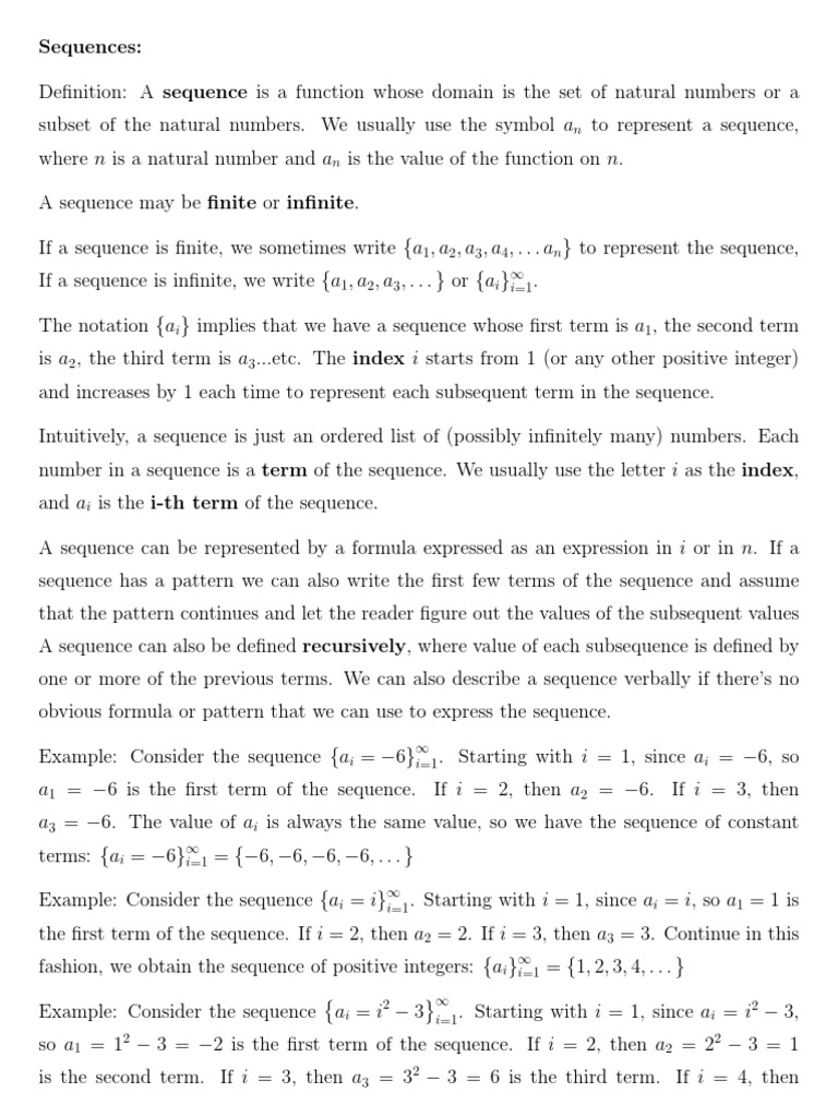 Precalculus Note Sequence Series | PDF | Sequence | Fraction (Mathematics)