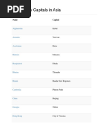 Printable List of Countries and Capitals by Continent | PDF | Asia ...
