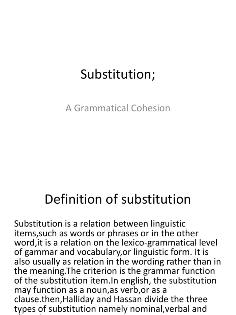 Substitution : A Grammatical Cohesion | Download Free PDF | Verb | Noun