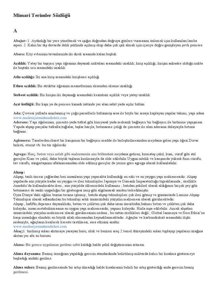 Mimari Terimler Sözlüğü | PDF