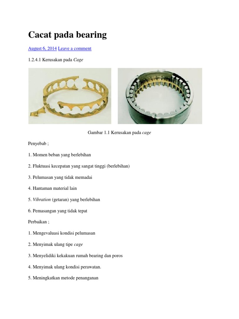 Penyebab dan Perbaikan Kerusakan Bearing | PDF | Sains & Matematika ...