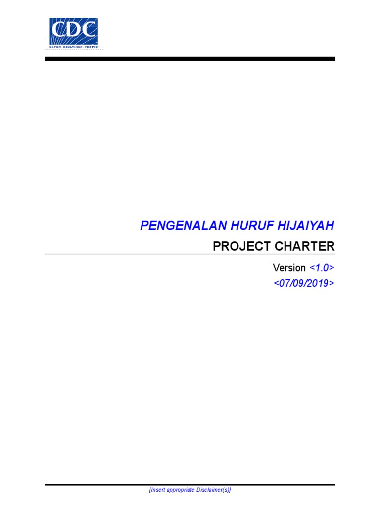 CDC UP Project Charter Template | PDF | United States Department Of ...