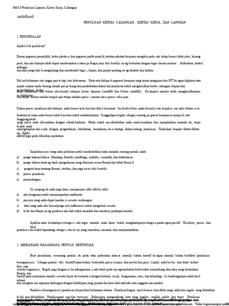 Penulisan Laporan Kertas Kerja Cadangan | PDF