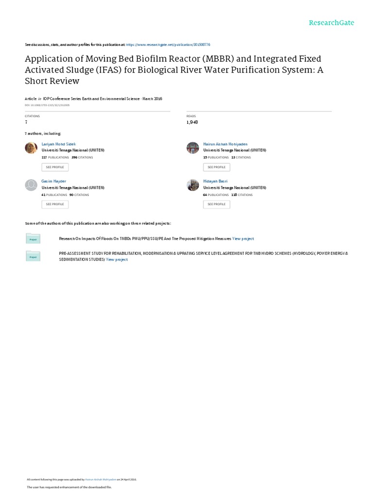 Application of Moving Bed Biofilm Reactor (MBBR) and Integrated Fixed ...