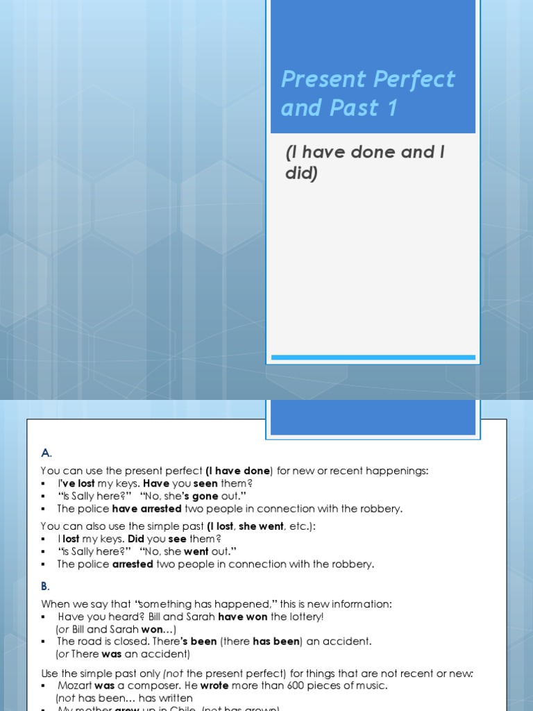 Present Perfect vs. Past Simple Guide | PDF | Linguistics | Grammar