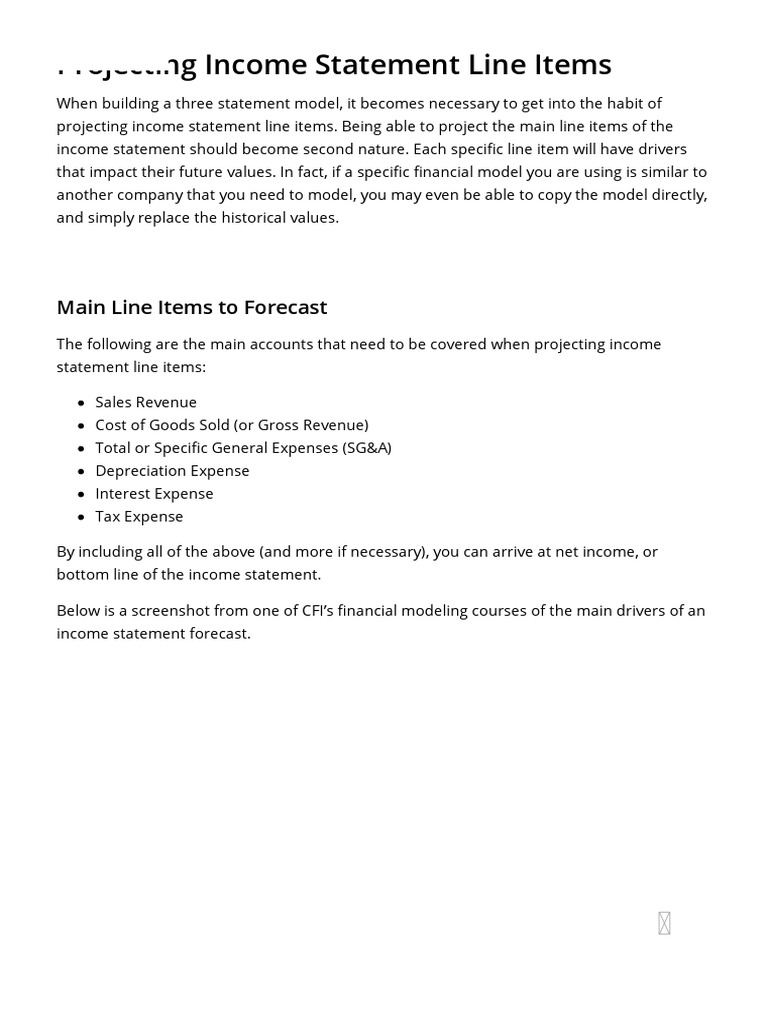Projecting Income Statement Line Items | PDF | Depreciation | Income ...