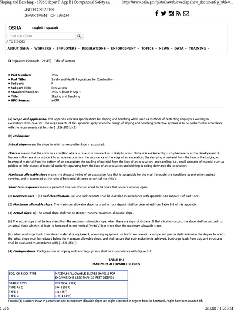 Excavation Sloping and Benching Guidelines | PDF | Slope | Occupational ...