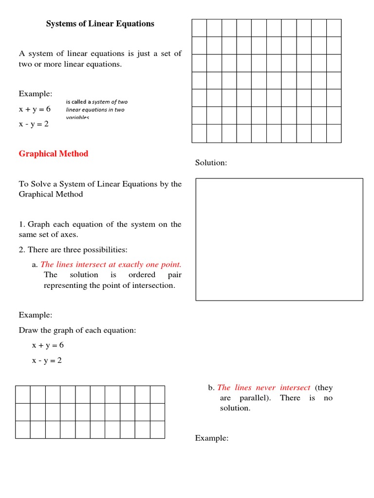 Systems of Linear Equations | PDF | System Of Linear Equations | Equations