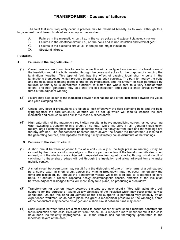 Transformer-Causes and Failures | PDF | Transformer | Insulator ... Transformer-Causes and Failures | PDF | Transformer | Insulator ...