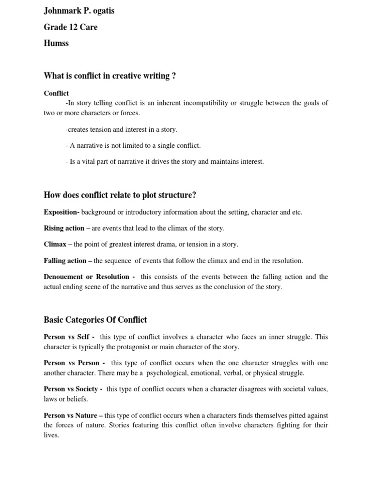 What Is Conflict in Creative Writing | PDF