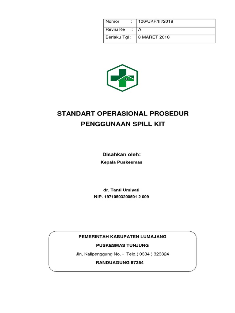 Sop Penggunaan Spill Kit | PDF