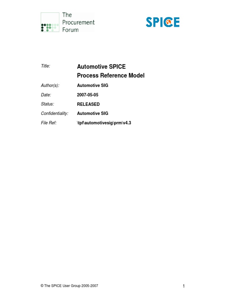 Automotive SPICE Process Reference Model: Title | PDF | Engineering ...