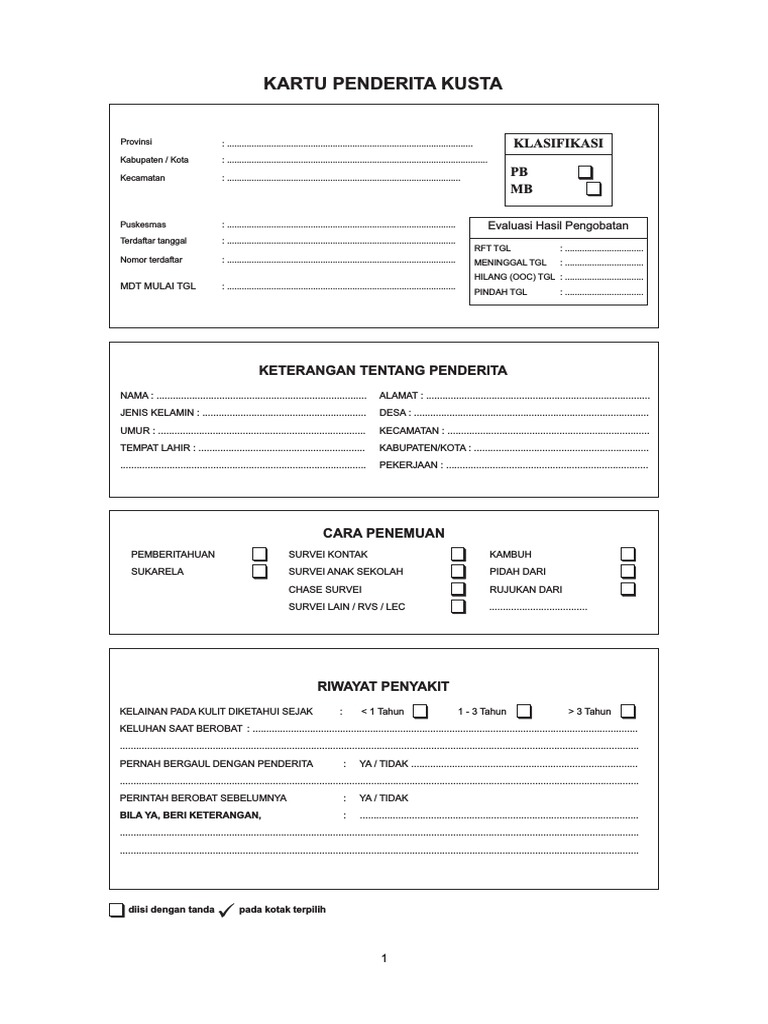 Kartu Penderita - Program Kusta | PDF