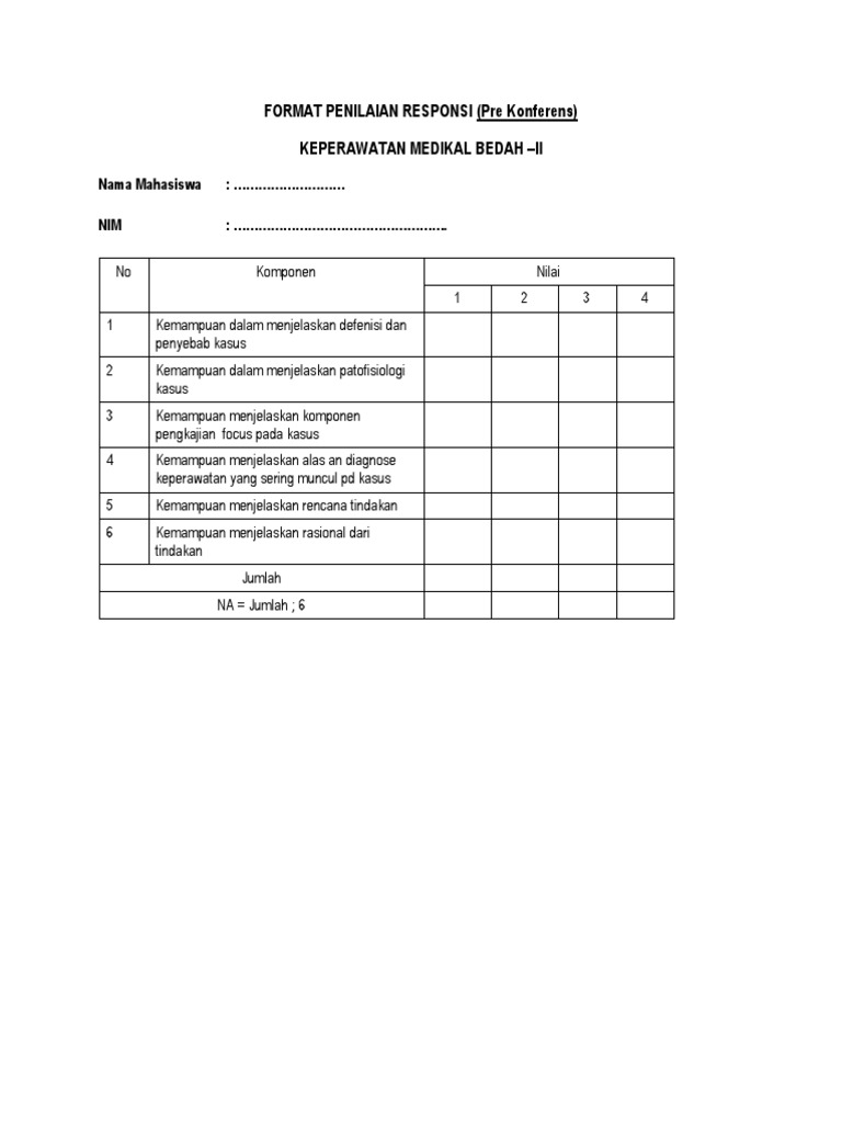 Format Penilaian Responsi | PDF
