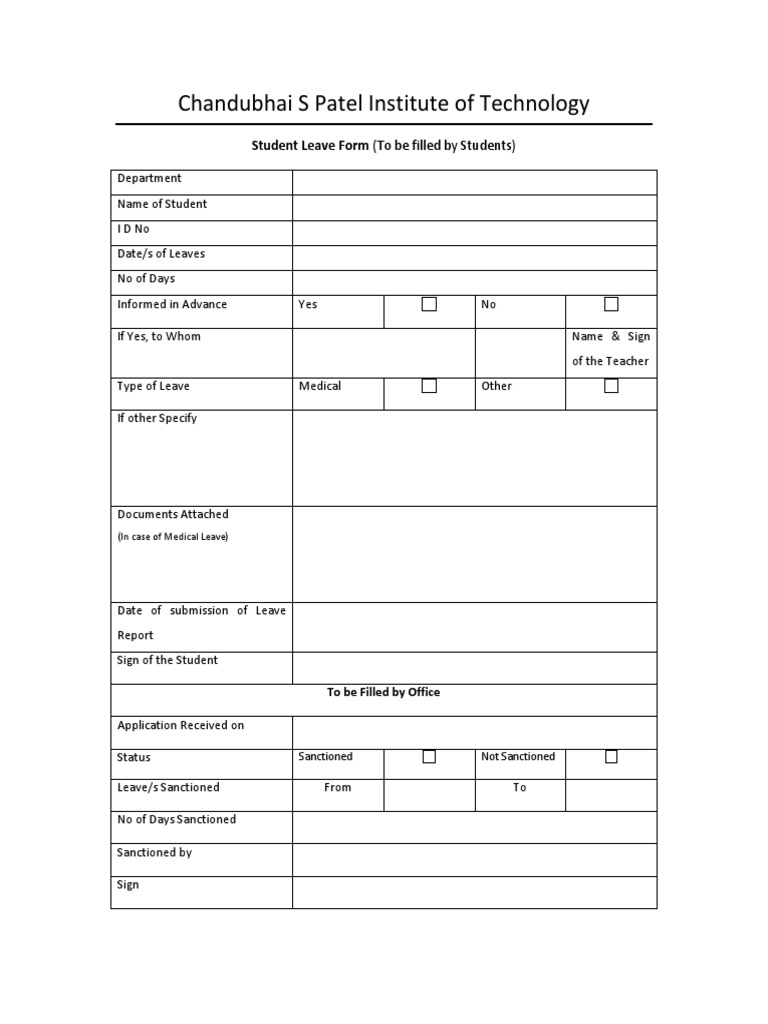 Student Leave Application Form | PDF