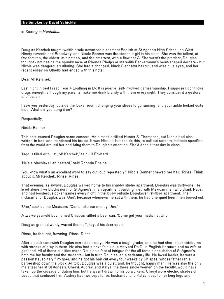 David Schickler - The Smoker by David Schickler | PDF