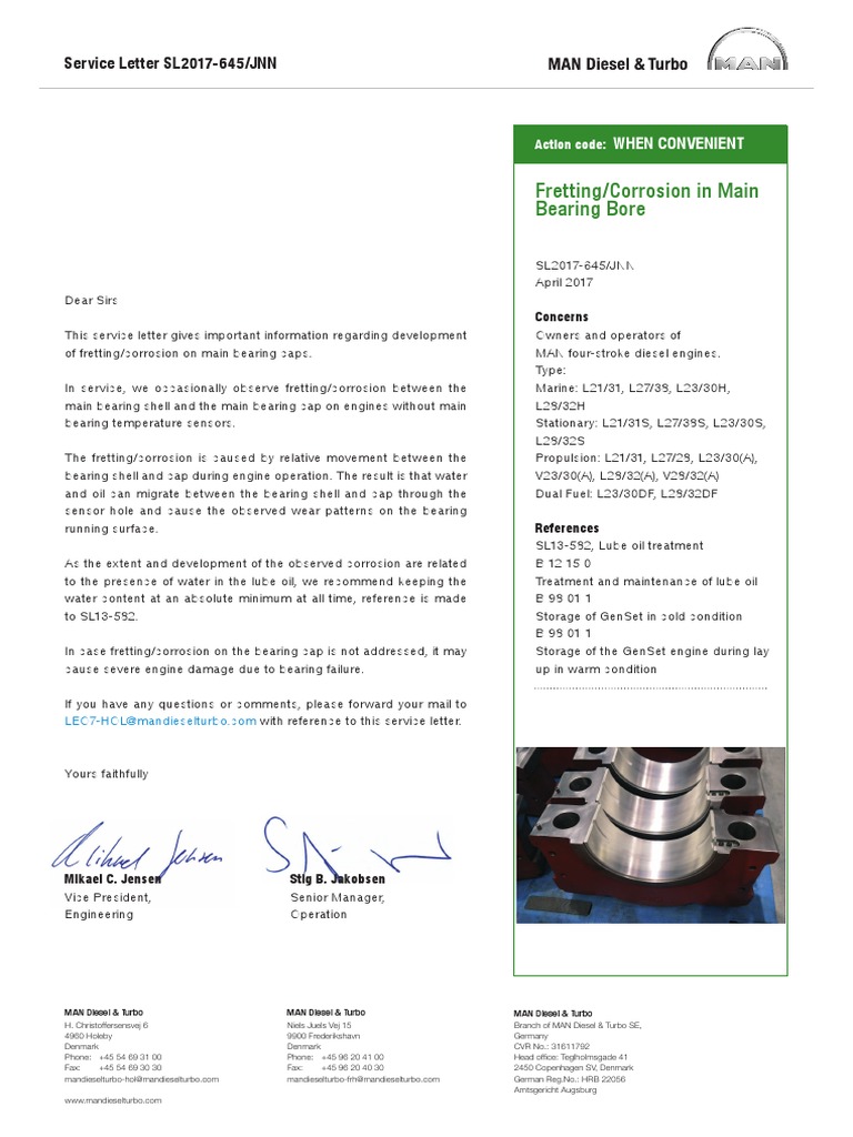 Fretting/Corrosion in Main Bearing Bore: Service Letter SL2017-645/JNN ...