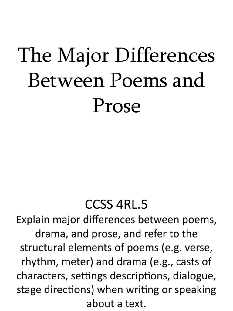 The Major Differences Between Poems and Prose | PDF | Rhyme | Poetry