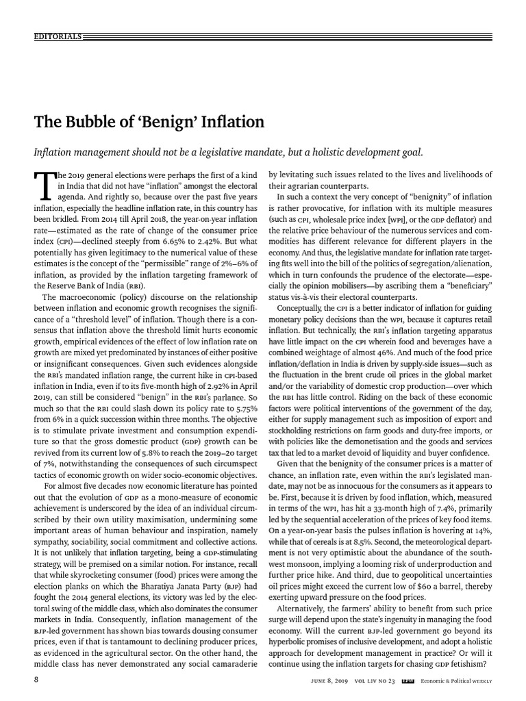 The Bubble of Benign Inflation | PDF | Inflation | Economic Growth