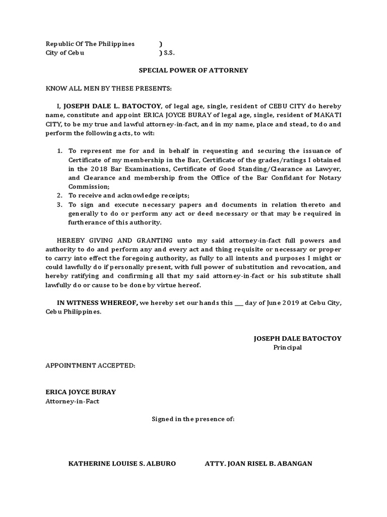 SPA | Power Of Attorney | Notary Public