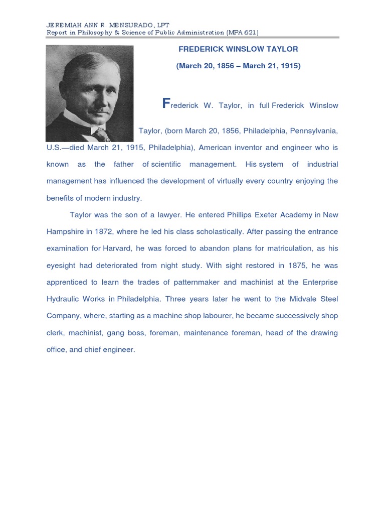 Frederick Winslow Taylor | PDF | Economic Sectors | Science