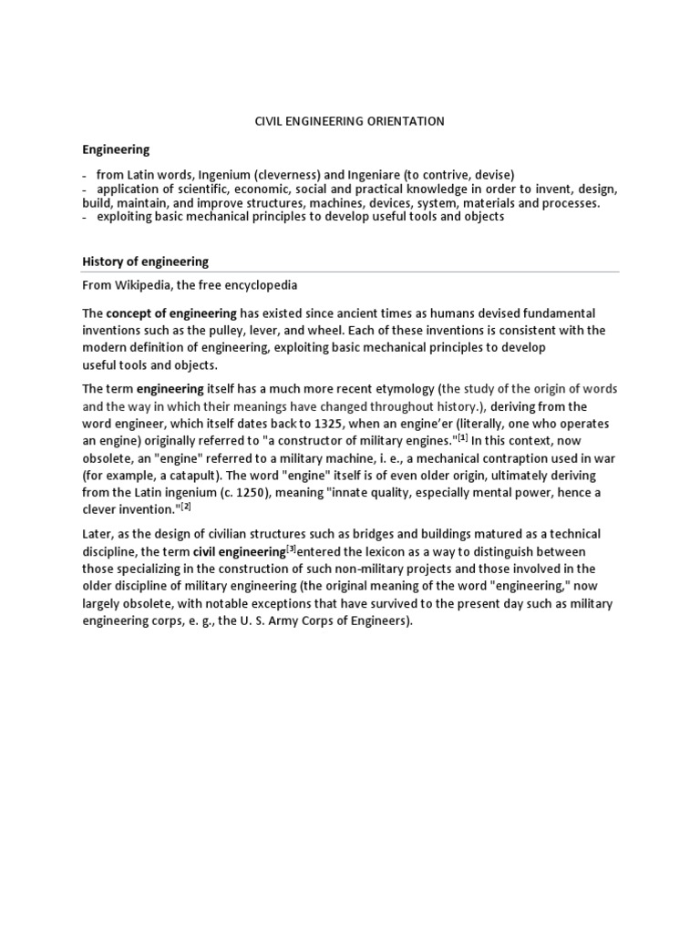 Engineering: The Study of The Origin of Words and The Way in Which ...