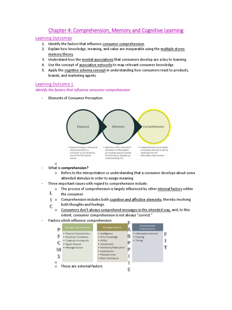 Chapter 4: Comprehension, Memory and Cognitive Learning | PDF | Schema (Psychology) | Memory